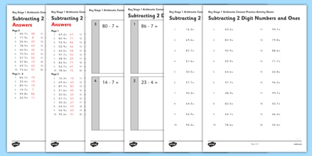Subtracting 2 Digit Numbers - KS1 Arithmetic Worksheet