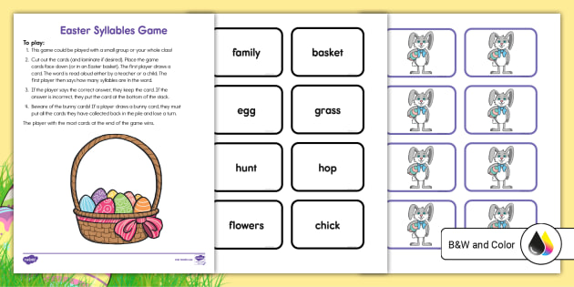 Easter Syllables Game | English Language | Kindergarten