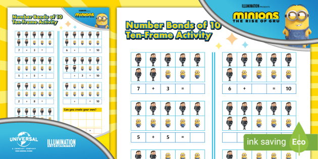FREE! - 👉 Minions: Number Bonds of 10 Ten-Frame Activity