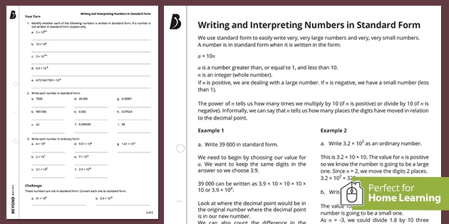 👉 Standard Form Home Learning | KS3 Maths | Beyond