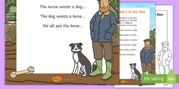 The Farmer's In His Den Song - Display Poster - Twinkl