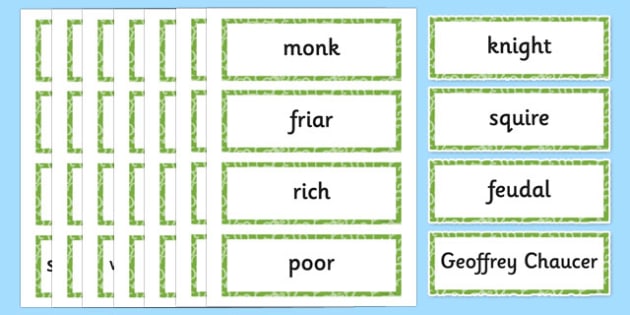 Middle Ages Key Vocabulary Cards (teacher made)