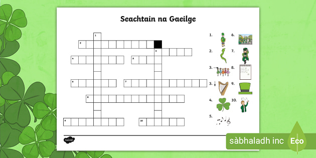 Crossword in Irish | Acmhainní Gaeilge | Twinkl