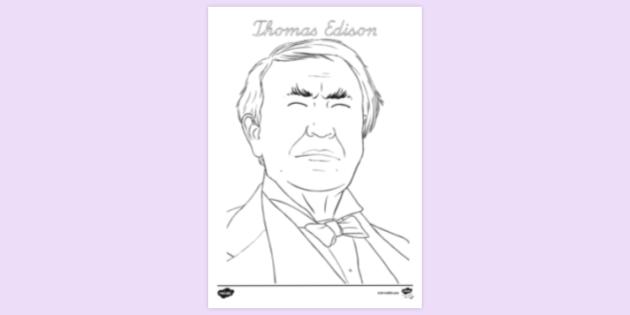 FREE! - Thomas Edison (Closed Eyes) Colouring Sheet