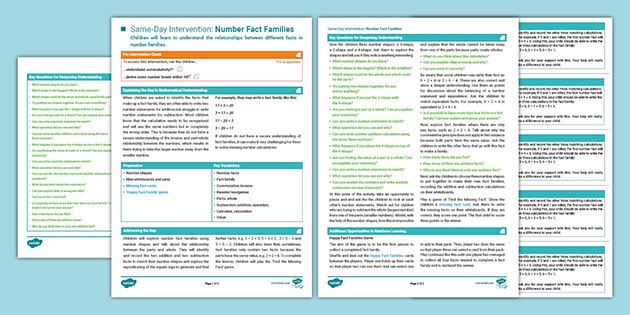 👉 Year 1 Maths Same-Day Intervention Plan: Number Fact Families