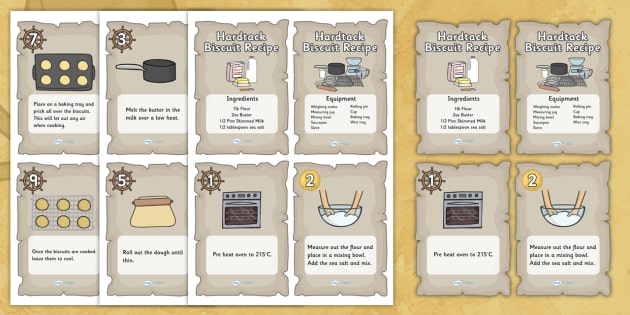 Pirate Themed Hardtack Recipe Cards (teacher made)