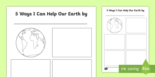 Five Ways I Can Help the Earth Writing Frames