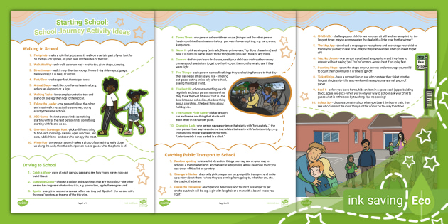 Starting School: School Journey Activity Ideas
