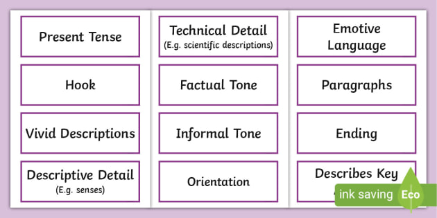 Level 3 Writing - Descriptive Writing Word Cards