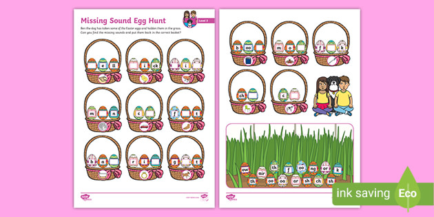 Easter Phonics Level 3 Missing Sound Egg Hunt (teacher made)