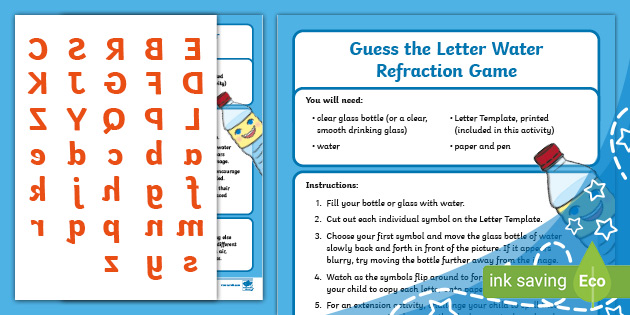 Guess the Letter Water Refraction Game (teacher made)