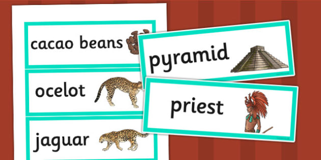 Maya Civilization Word Cards (teacher made)