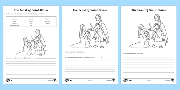 Feast of Saint Blaise Writing Differentiated Worksheet / Worksheets