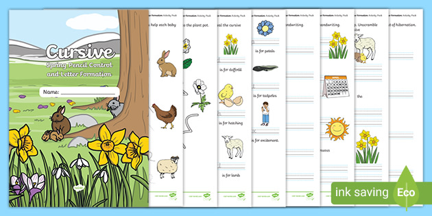 Spring Pencil Control & Cursive Letter Formation Handwriting Activity ...