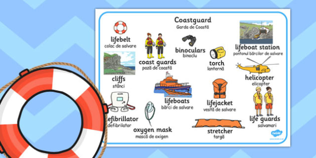 Coastguard Word Mat Romanian Translation Teacher Made