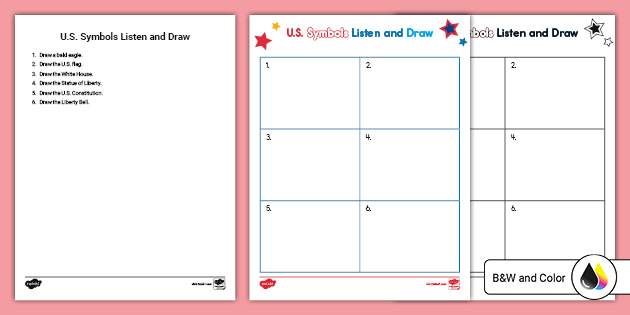 U.S. Symbols Listen and Draw Activity (teacher made)
