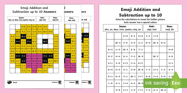 👉 French - Colour by Addition and Subtraction Worksheets