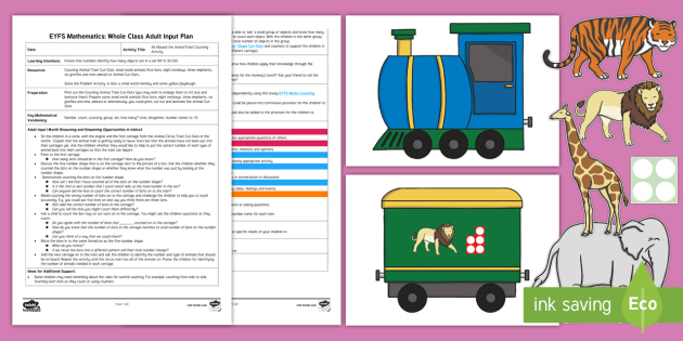 EYFS All Aboard the Animal Train! Counting Whole Class Adult Input Plan and