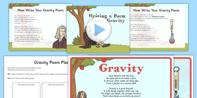 Writing a Poem About Gravity Lesson Pack (teacher made)