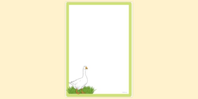 FREE! - Goose in the Grass Page Border | Page Borders | Twinkl