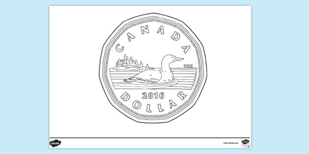 FREE! - Canadian Dollar Colouring Page (teacher made)