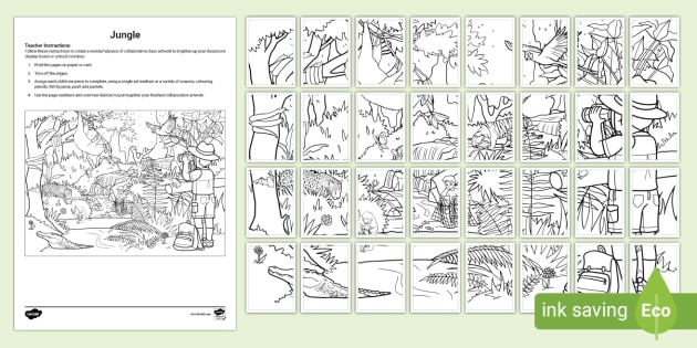 * NEW * Jungle Collaborative Art Activity, Jungle Art, Monkey