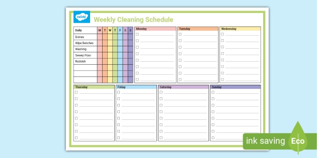 Weekly Home Cleaning Schedule