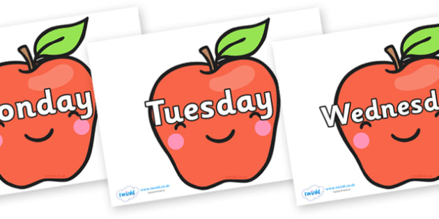 FREE! - Days of the Week on Cute Smiley Apple (teacher made)