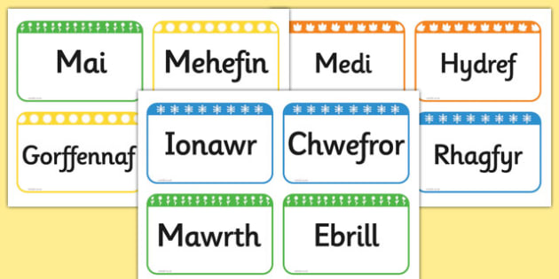 Cardiau Fflach Misoedd y Flwyddyn