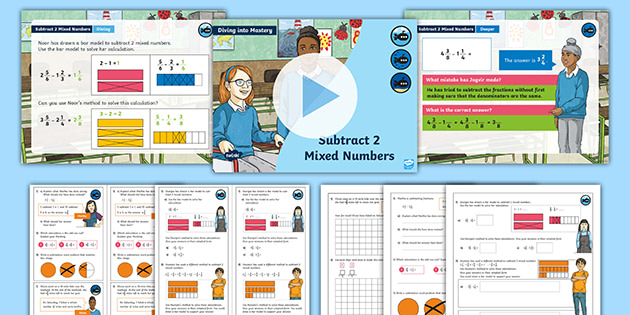 👉 Supports Year 5 White Rose Maths Subtract 2 Mixed Numbers