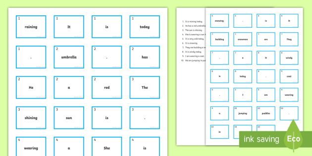 Weather Sentence Construction Cards (teacher made)