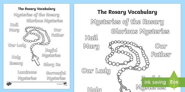 The Rosary Vocabulary Coloring Teaching Resource