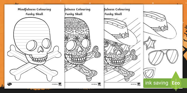 Funky Skull Mindfulness Colouring Pages