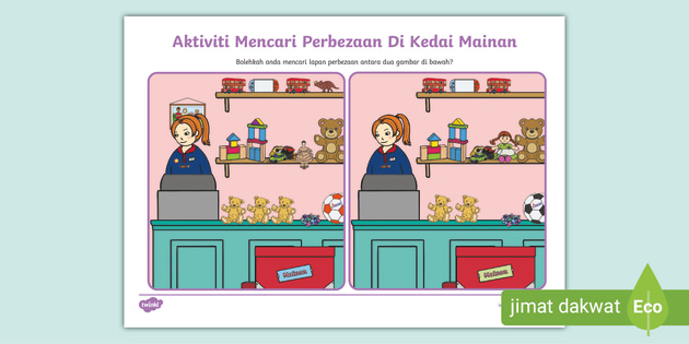 Aktiviti Mencari Perbezaan di Kedai Mainan (teacher made)