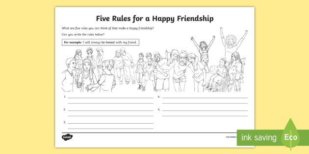 Five Rules for a Happy Friendship Worksheet / Worksheet