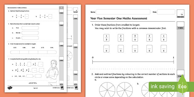 Maths Assessment Year 5: Fractions and Decimals