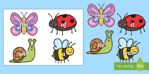 Sight Word Minibeasts Cut Outs (teacher made)