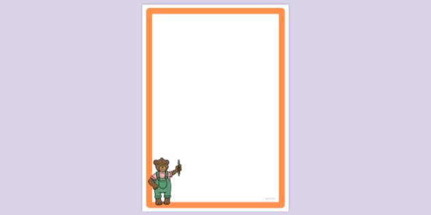 FREE! - Bear with Pencil Page Border | Page Borders | Twinkl