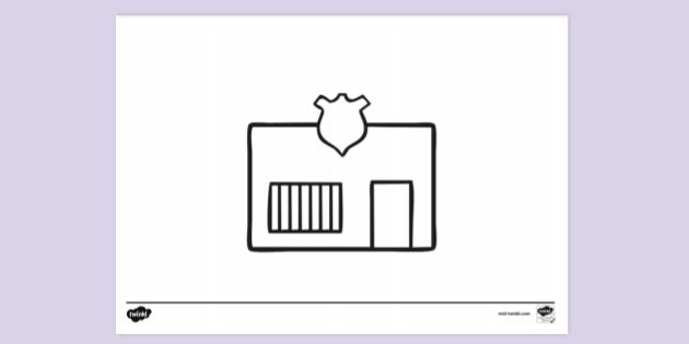 Police Station Map Icon | KS1 Colouring Sheets | Twinkl