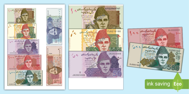 Pakistan Rupee Banknotes Cut Outs (teacher made)