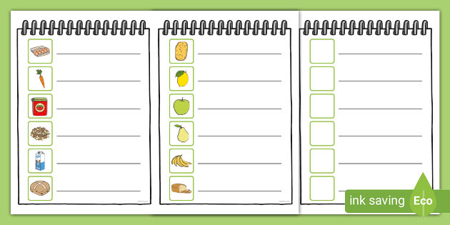 Shopping List Writing Activity (teacher made)