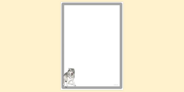 Simple Blank Wolf Snarling Page Border | Page Borders
