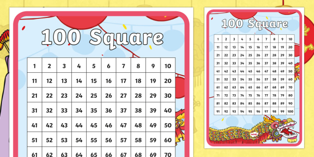 Dragons in the City: Chinese New Year 100 Number Square