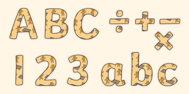 The Gingerbread Man Themed Size Editable Display Lettering - size