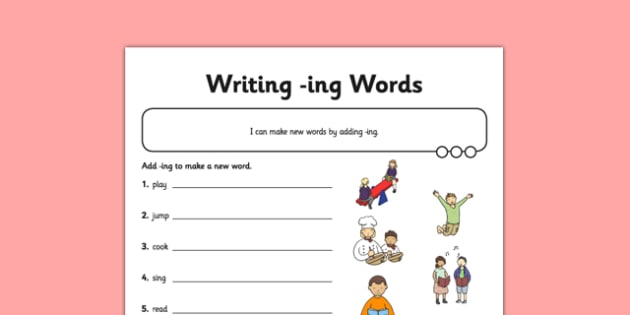 Adding ing Worksheet Grammar Words Application