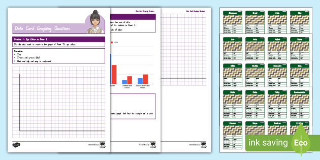 Data Card Bar Graphing Questions (teacher made)