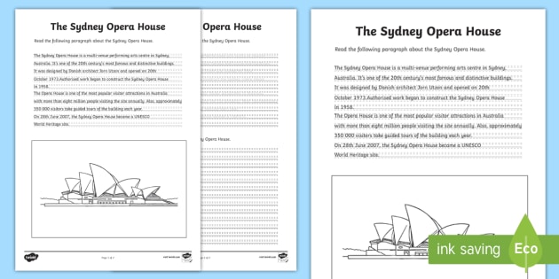 The Sydney Opera House Handwriting Worksheet / Worksheet