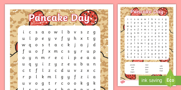 Pancake Day Word Search