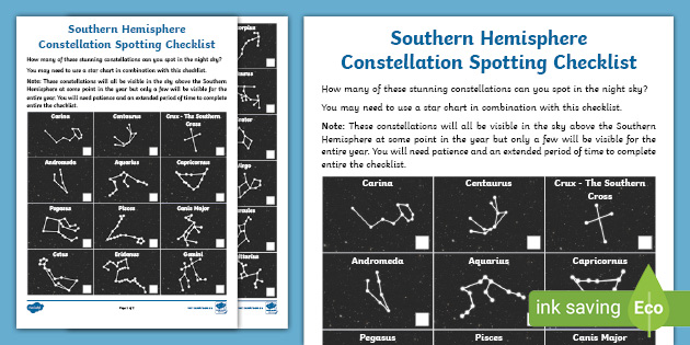 Southern Hemisphere Constellation Spotting Checklist