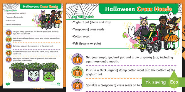 Halloween Cress Heads Activity (teacher made)